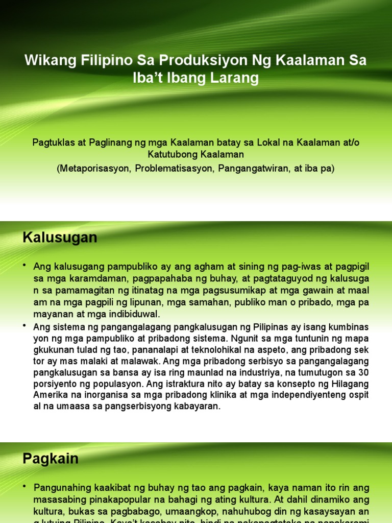 Wikang Filipino Report | PDF