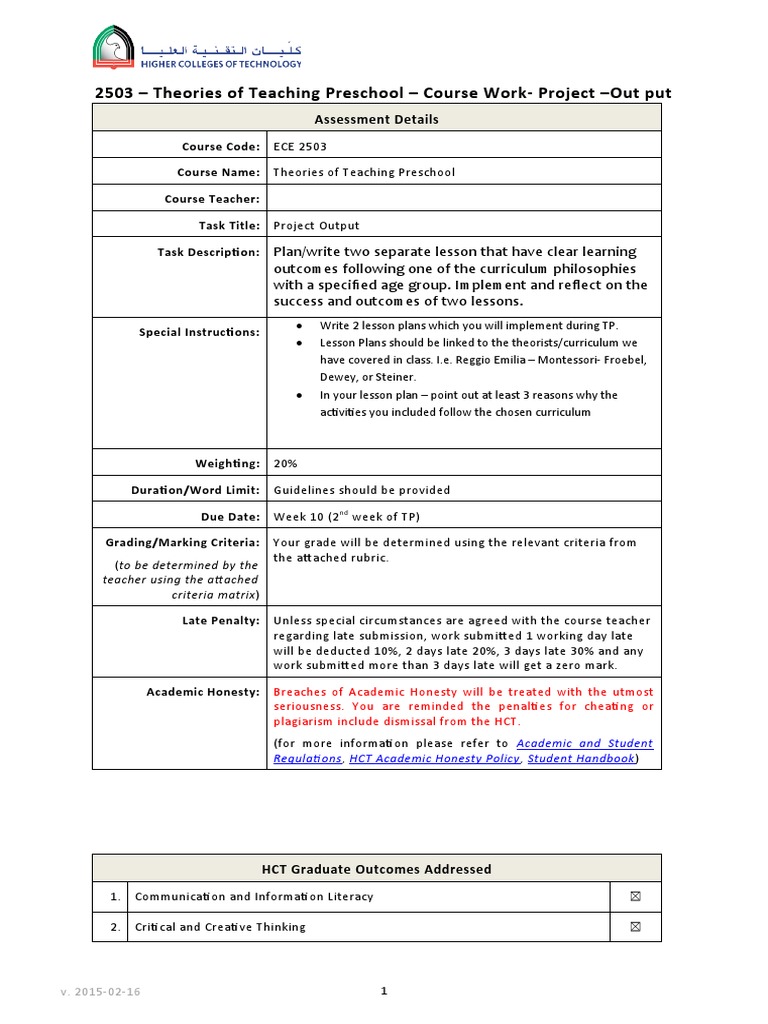 2503 Assessment - 4 Lesson Plans | PDF