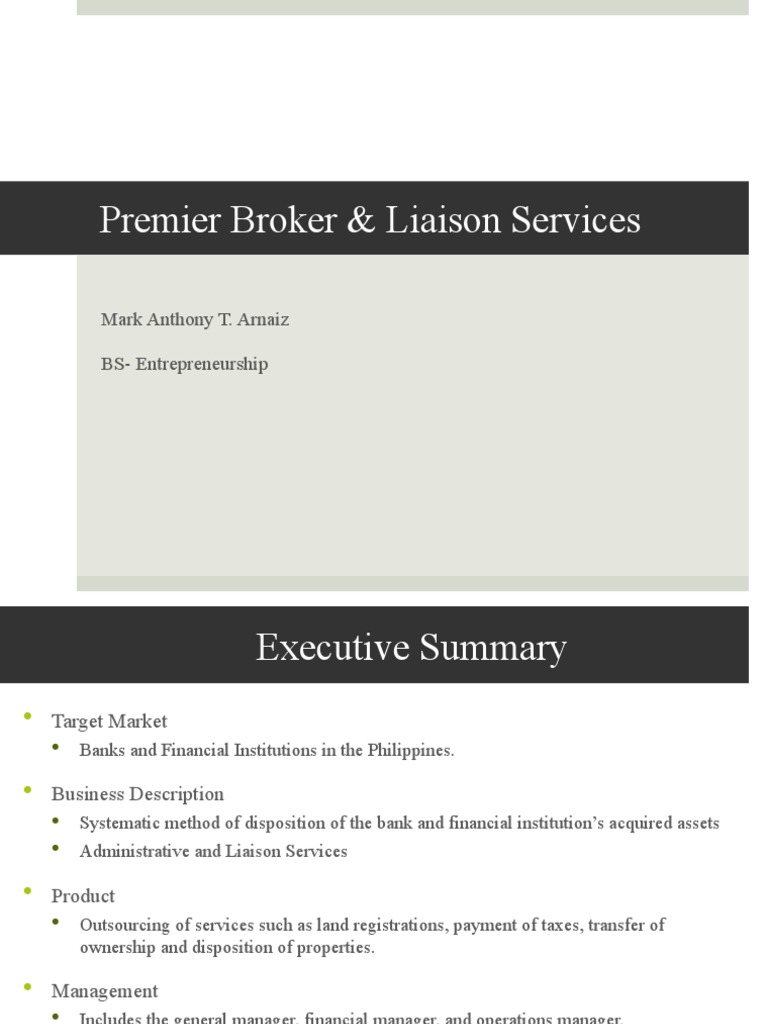 Premier Broker & Liaison Services: Mark Anthony T. Arnaiz BS ...
