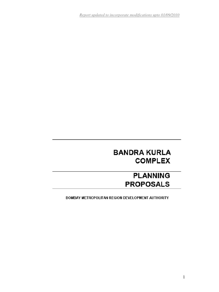 BKC Planning Proposal Report PDF | PDF | Mumbai | Suburb