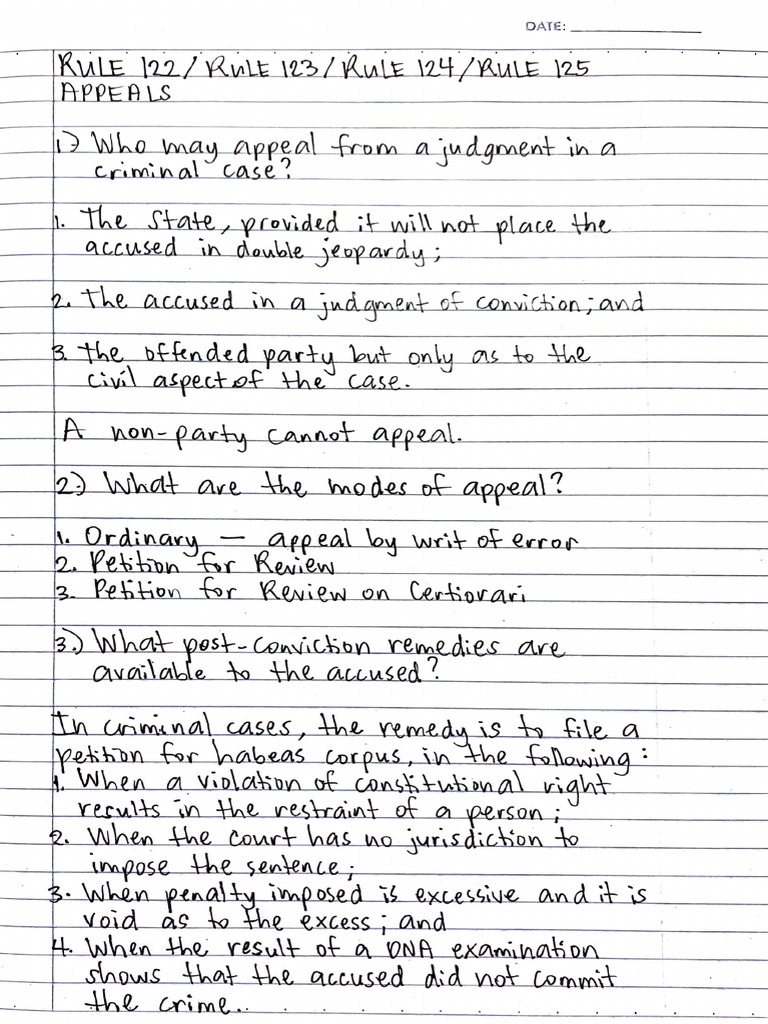 Notes On Rule 122/123/124/125 | PDF