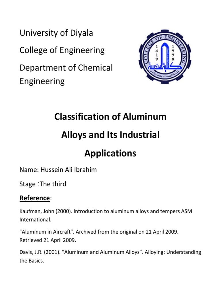 Classification of Aluminum Alloys and Its Industrial Applications | PDF ...