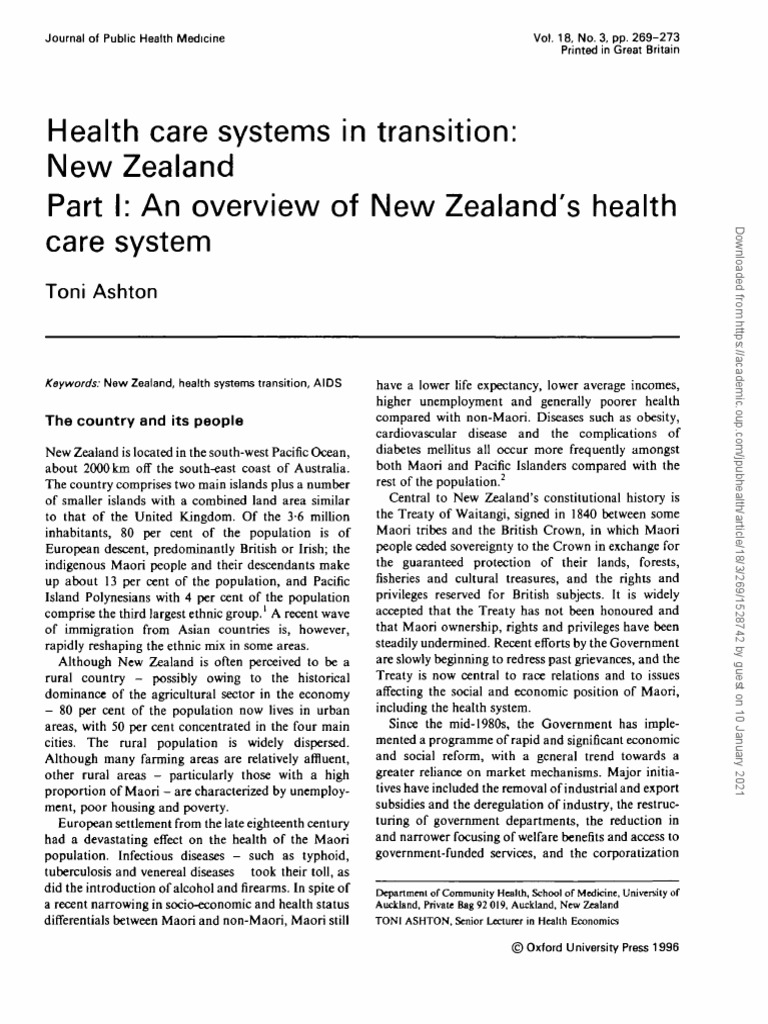 Health Care Systems in Transition: New Zealand Part I: An Overview of ...