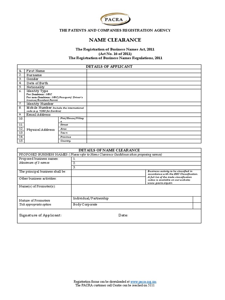 Name Clearance: The Patents and Companies Registration Agency | PDF