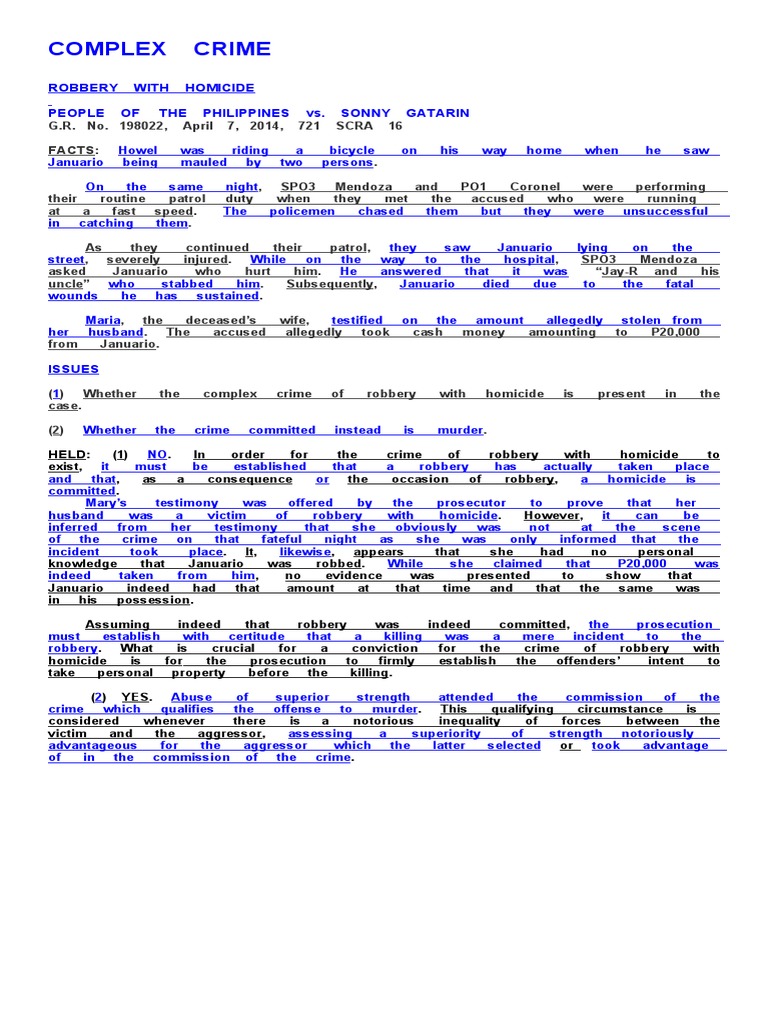 Robbery-Homicide Case Analysis | PDF | Conspiracy (Criminal) | Murder