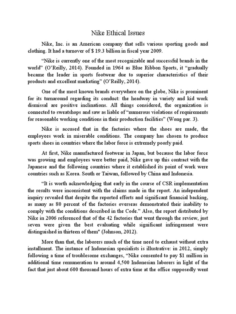 Nike Ethical Issues | PDF | Nike | Sweatshop