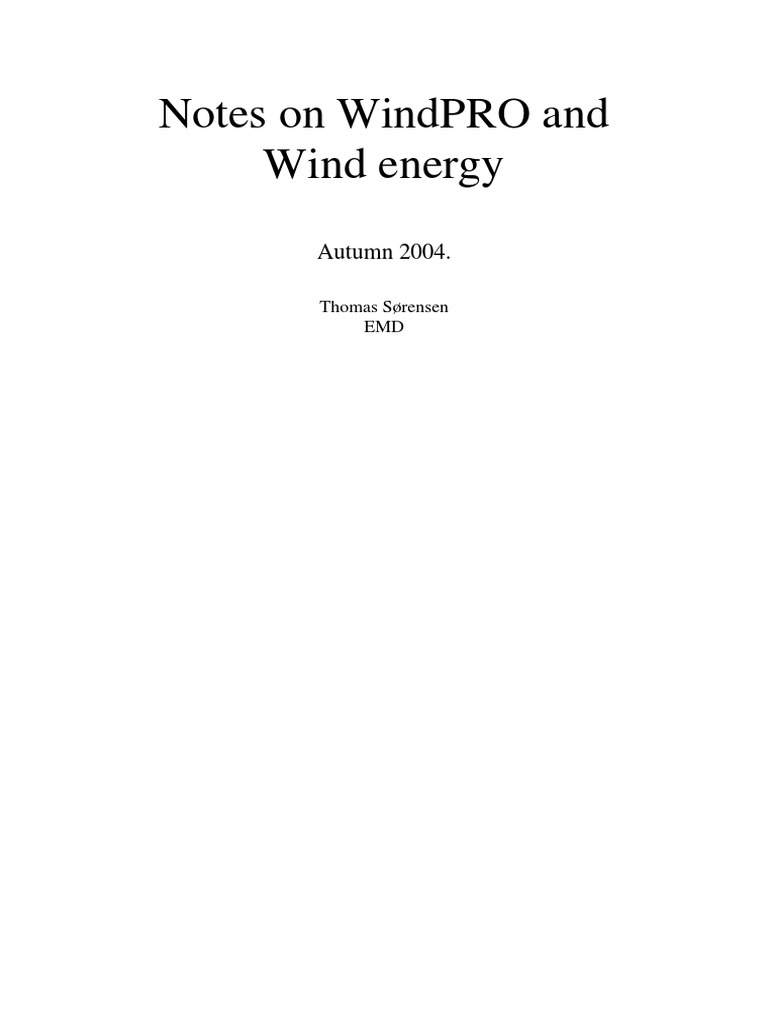 Notes on modeling wind farm energy yield using WindPRO software | PDF ...
