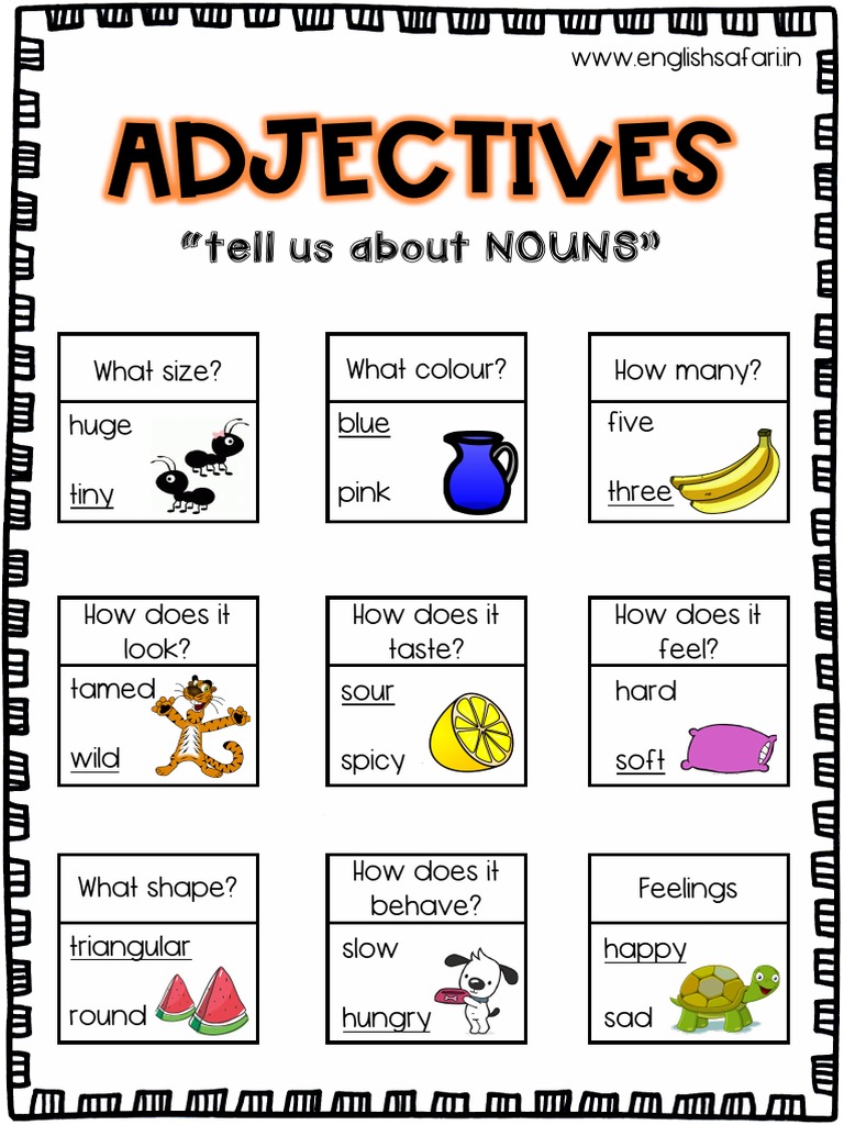Adjectives: "Tell Us About NOUNS" | PDF
