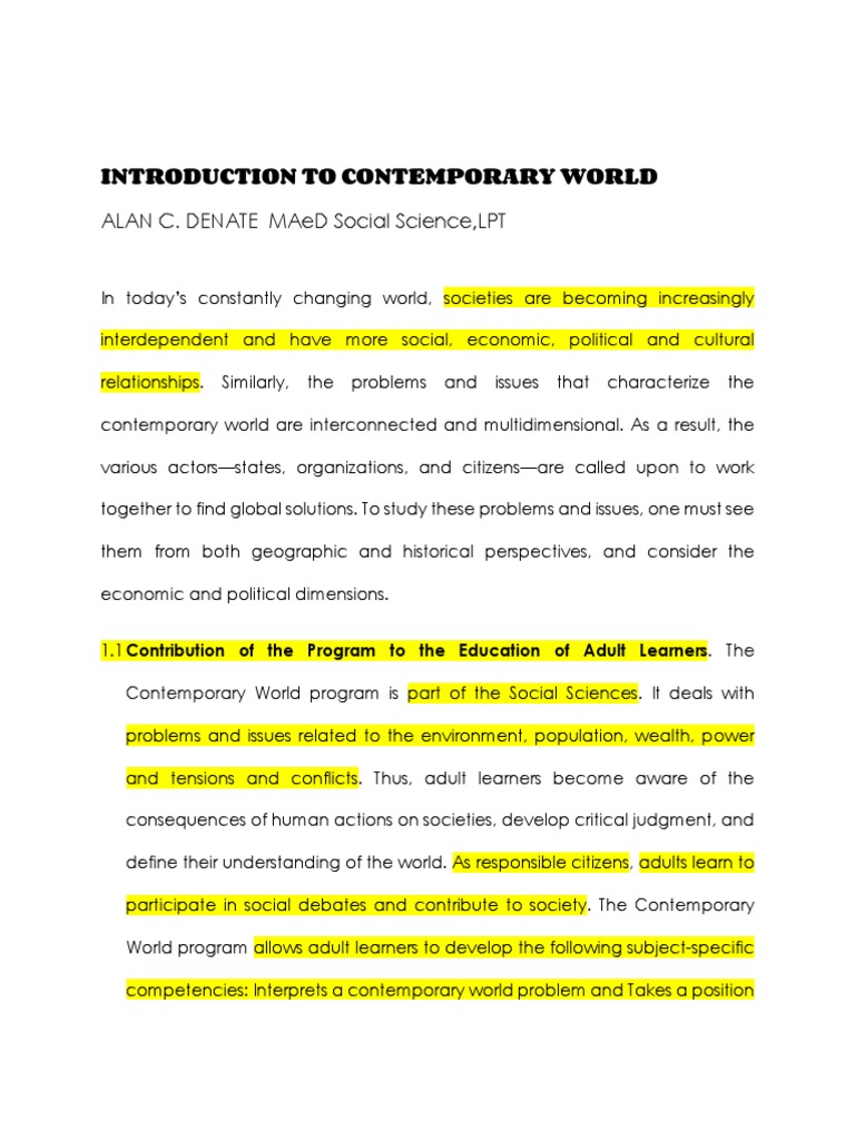 Introduction To Contemporary World 2 | PDF | Competence (Human ...