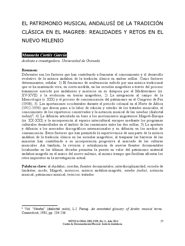 Patrimonio Musical Andalusí y Retos PDF | PDF | Al Andalus | Granada