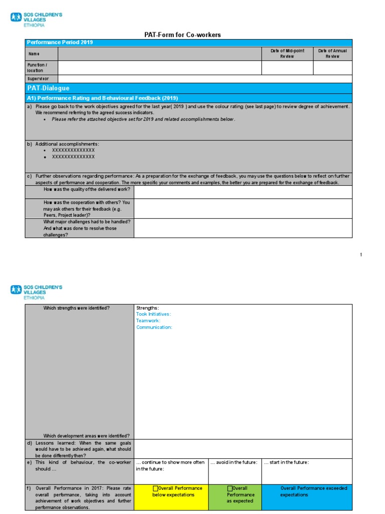 PAT-Form for Annual Performance Review | PDF | Goal | Communication