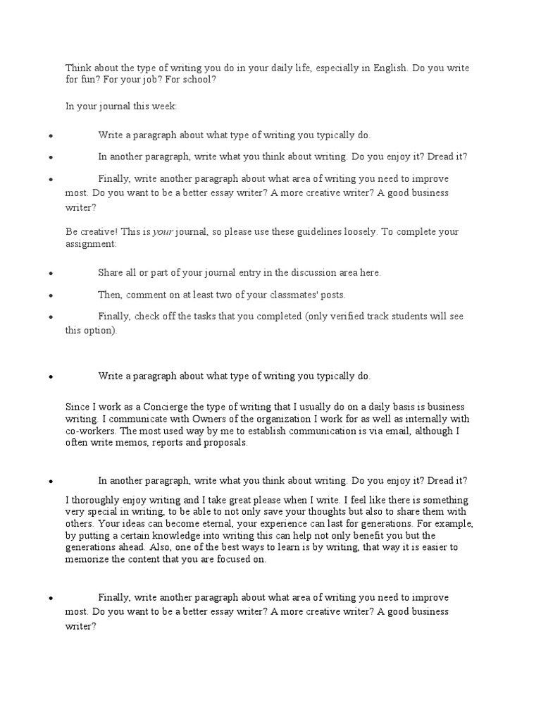 Writing Reflection and Improvement Journal | PDF | Essays | Writers