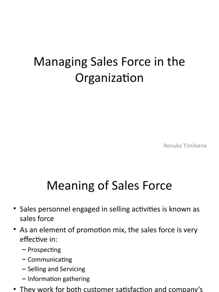 Chapter 5 - Managing Sales Force in The Organization | PDF | Sales ...