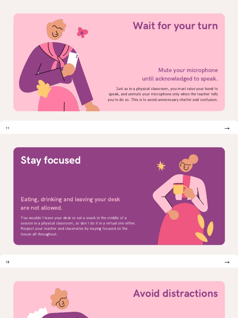 Illustrated Pink and Purple Classroom Rules and Online Etiquette ...