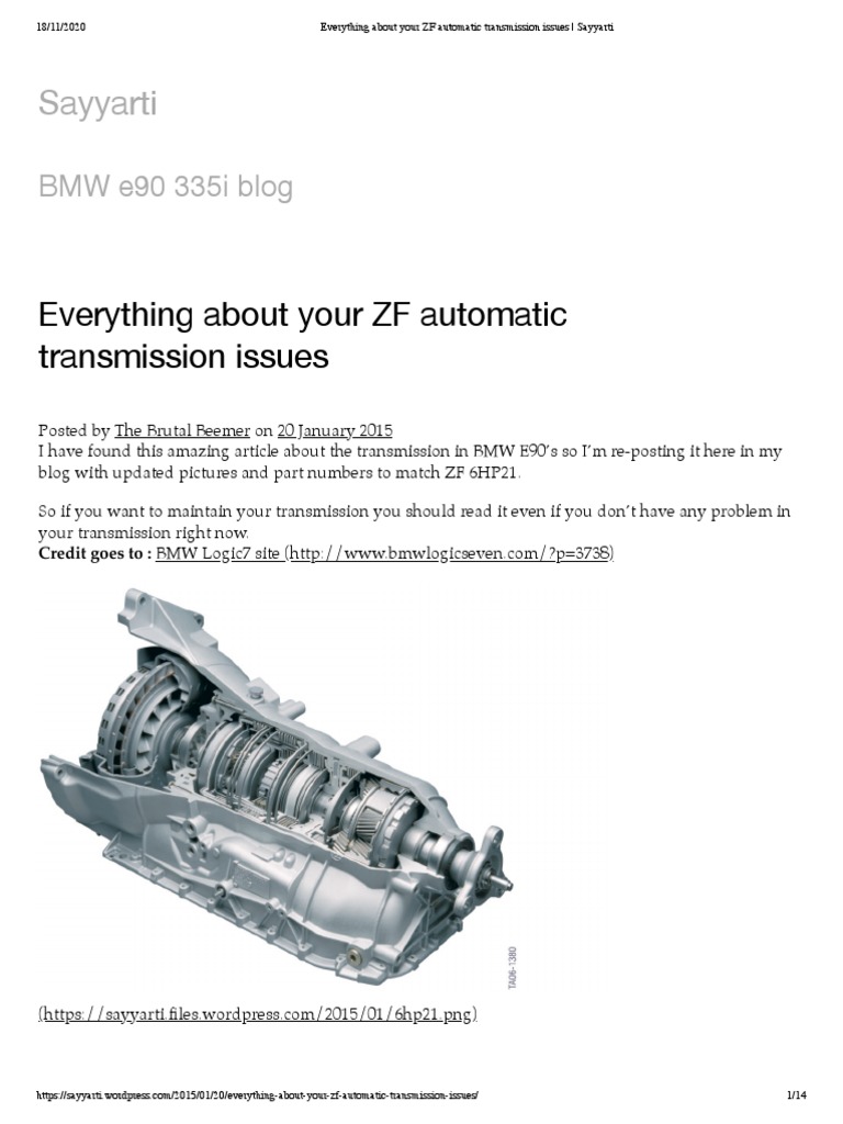 Everything About Your ZF Automatic Transmission Issues | PDF ...