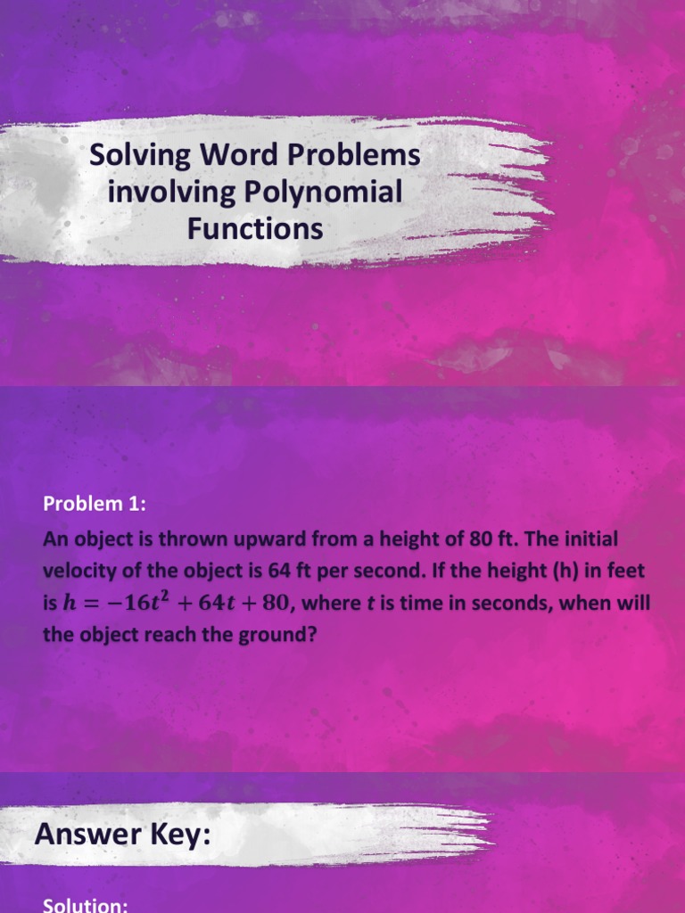 Polynomial Word Problems Solutions | PDF