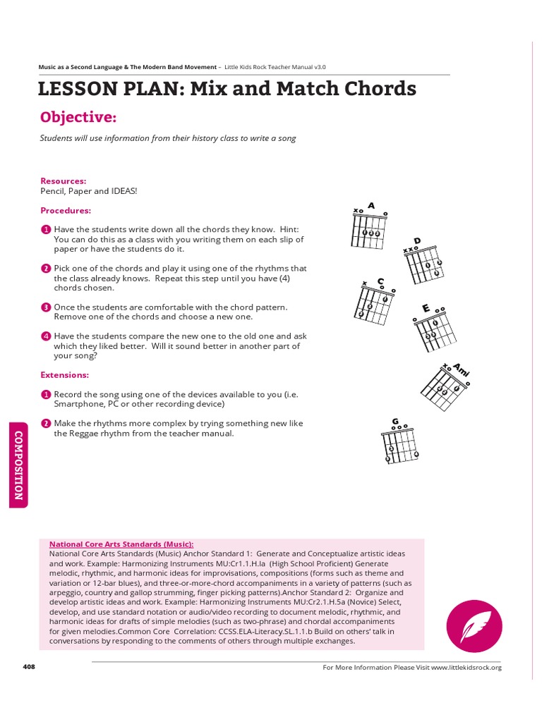 LESSON PLAN: Mix and Match Chords: Objective | PDF | Chord (Music) | Rhythm