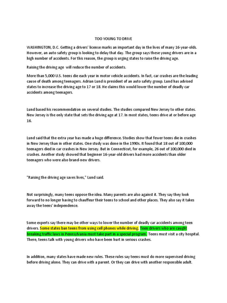 Too Young To Drive | PDF | Adolescence | Traffic Collision