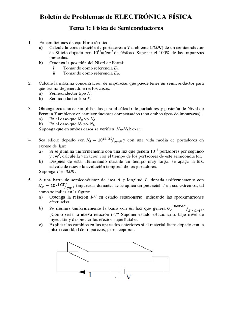 Boletin Tema1 2019 | PDF | Semiconductores | Dopaje (semiconductor)