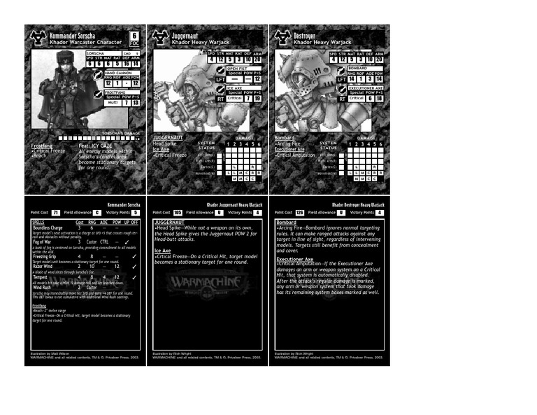 WMQS Stat Cards Khador | PDF | Leisure