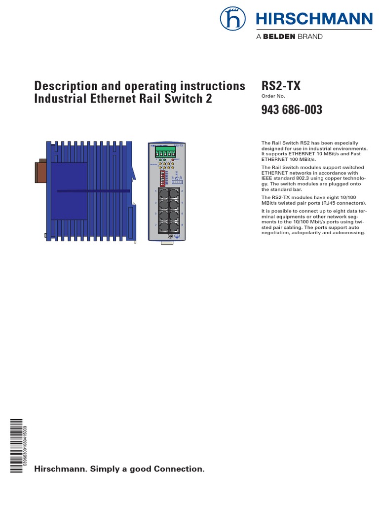 Description and Operating Instructions Industrial Ethernet Rail Switch ...