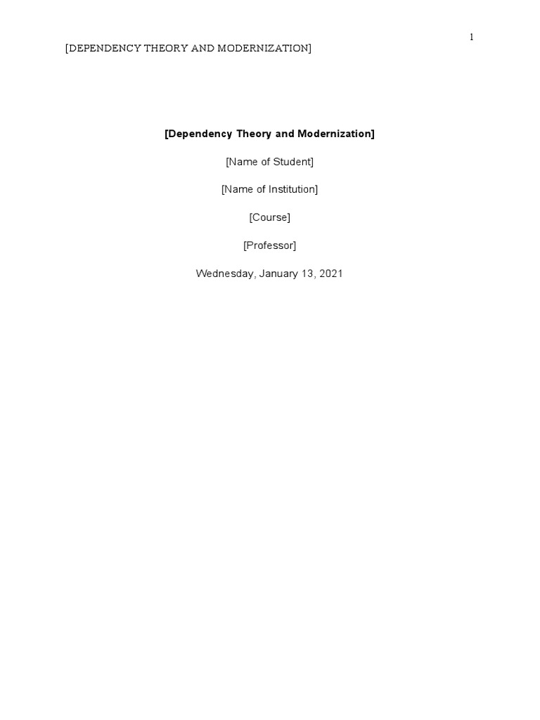 Dependency Theory and Modernization | PDF | Modernization Theory | Theory