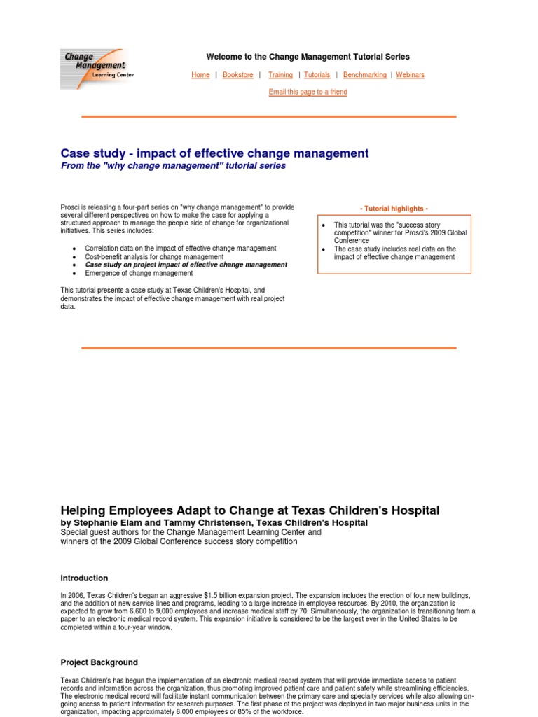 Helping Employees Embrace Change Case Study PDF | PDF | Change ...