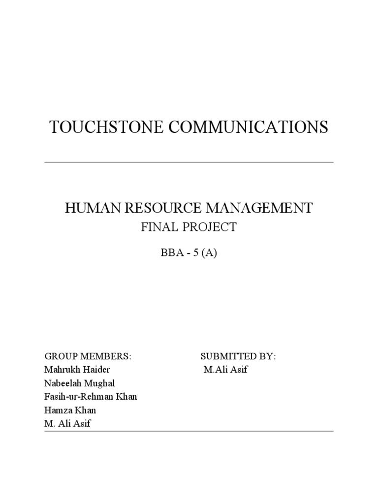Touchstone Communication HRM Report | PDF | Telecommuting | Employment