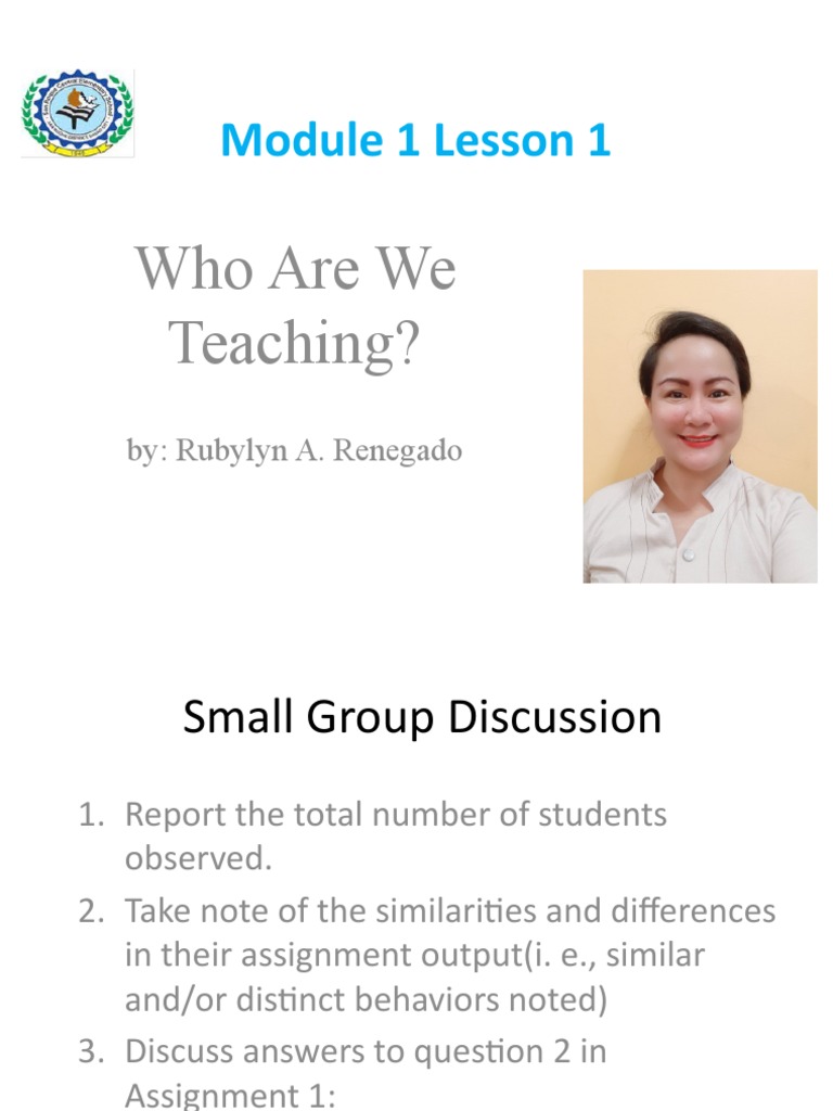Module 1 Lesson 1: Who Are We Teaching? | PDF