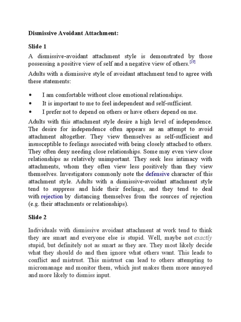 Slide 1: Dismissive Avoidant Attachment | PDF | Attachment Theory ...