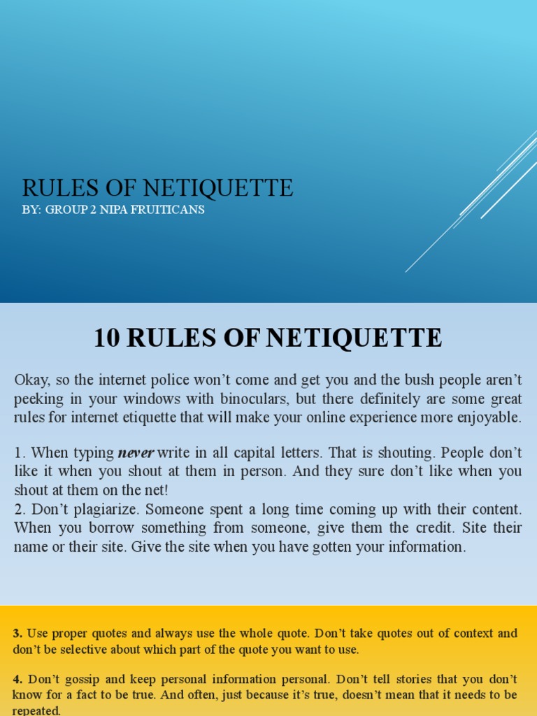 Rules Of The Internet Full List