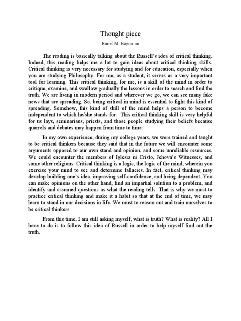 Thought Piece (Ronel) | PDF