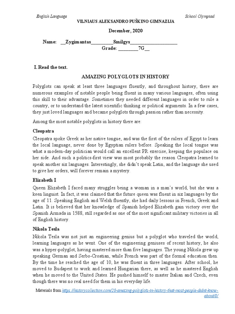 Famous Historical Polyglots | PDF | Multilingualism | Foreign Language