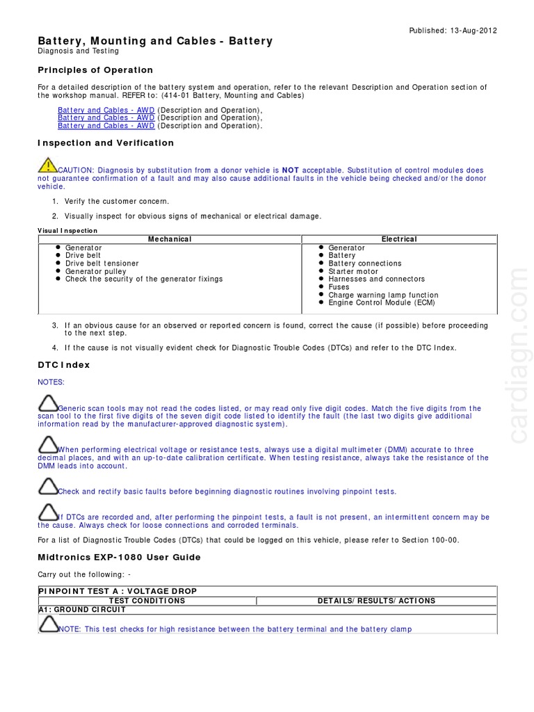 Battery, Mounting and Cables - Battery: Principles of Operation | PDF ...