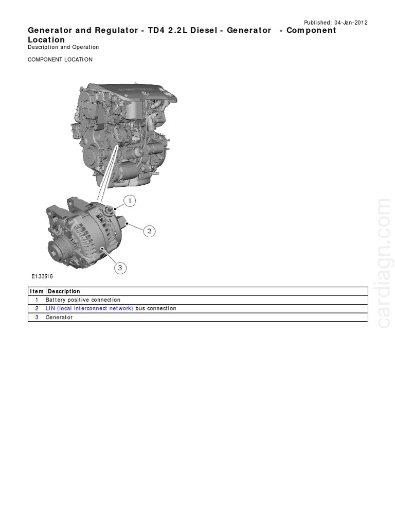 Generator and Regulator - TD4 2.2L Diesel - Generator - Component ...