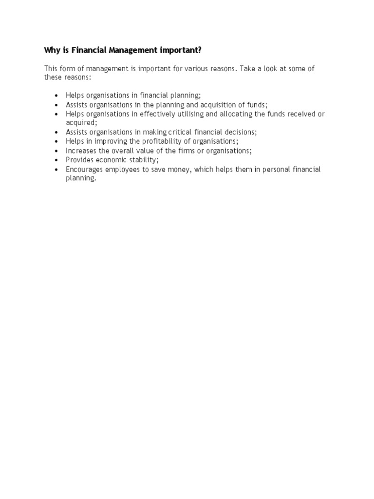 Why Is Financial Management Important | PDF | Career & Growth | Business
