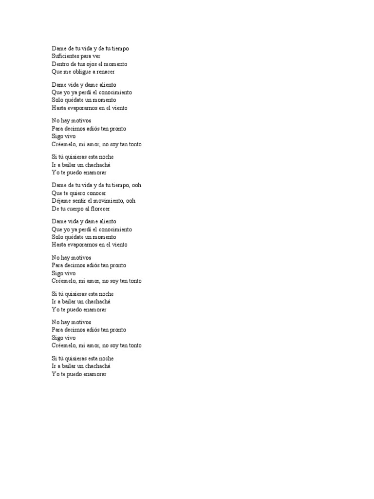 Letra de Chachacha | PDF | Amor