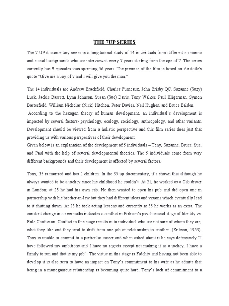 The 7 Up Series | PDF | Identity (Social Science) | Attachment Theory