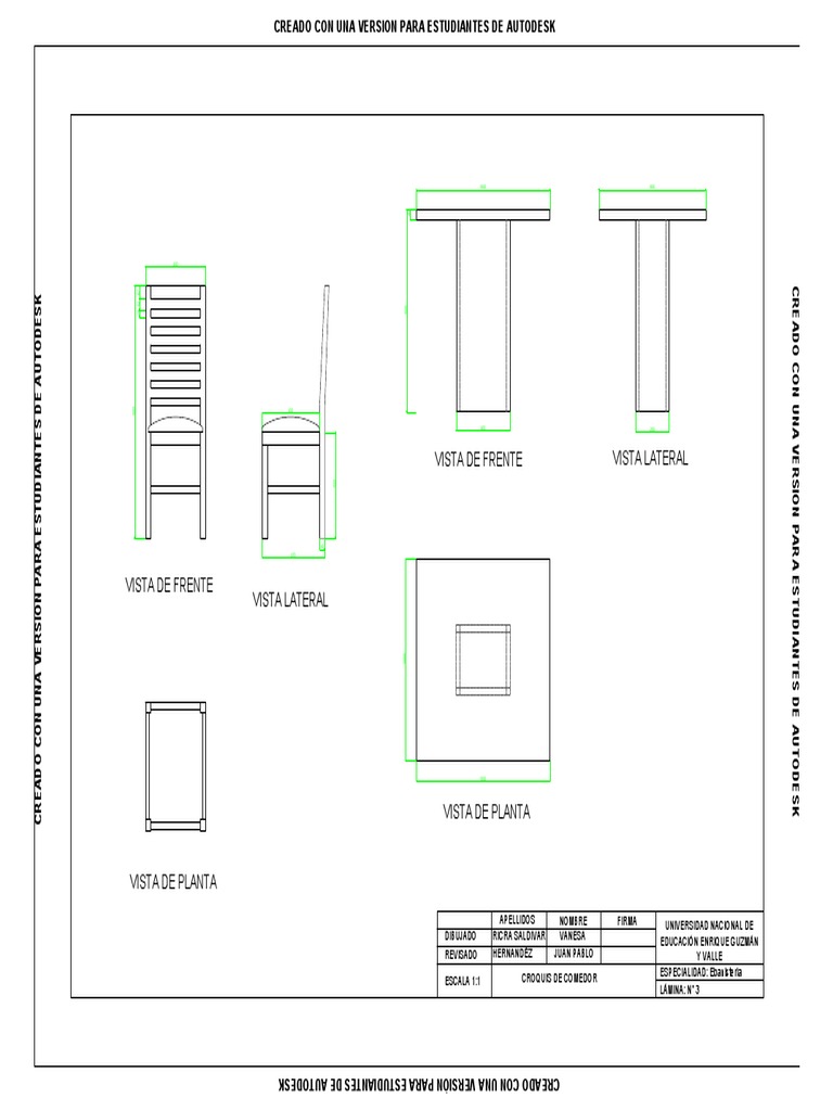 Croquis de Comedor en Ebanistería | PDF