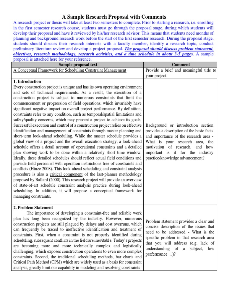 A Sample Proposal With Comment 2020 | PDF | Goal | Conceptual Model