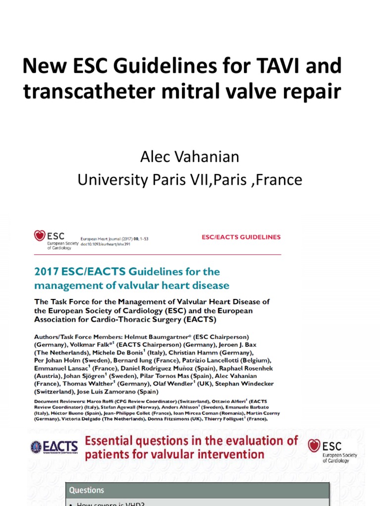 New ESC Guidelines For TAVI and Transcatheter Mitral Valve Repair | PDF ...
