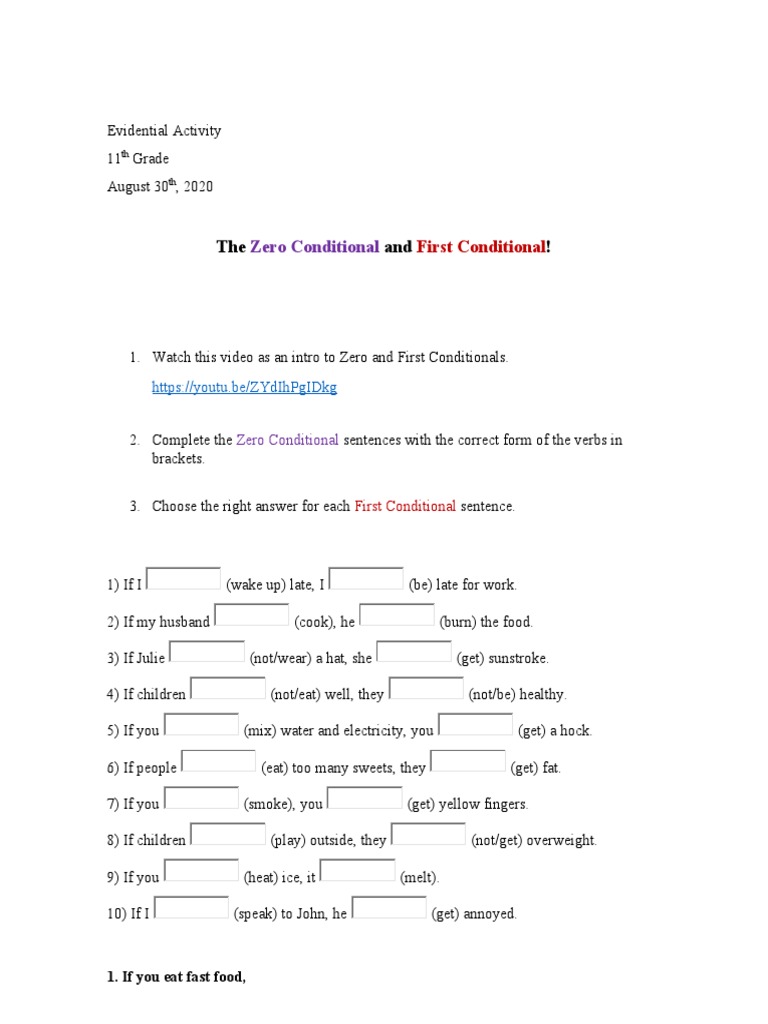 Zero and First Conditional 11th | PDF | Linguistics | Grammar