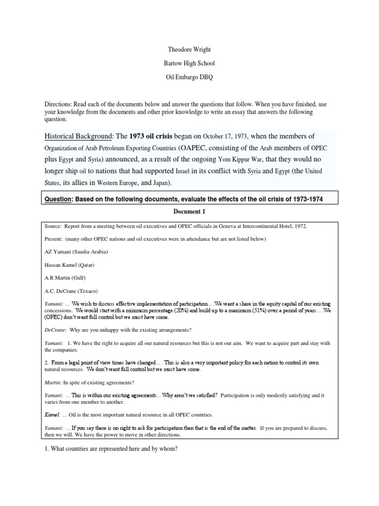 Question: Based On The Following Documents, Evaluate The Effects of The ...