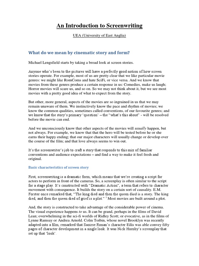 An Introduction To Screenwriting | PDF | Screenplay | Screenwriting
