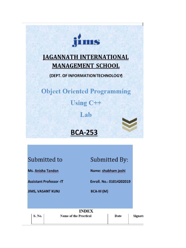 Oops Practical File PDF | PDF | Namespace | Method (Computer Programming)
