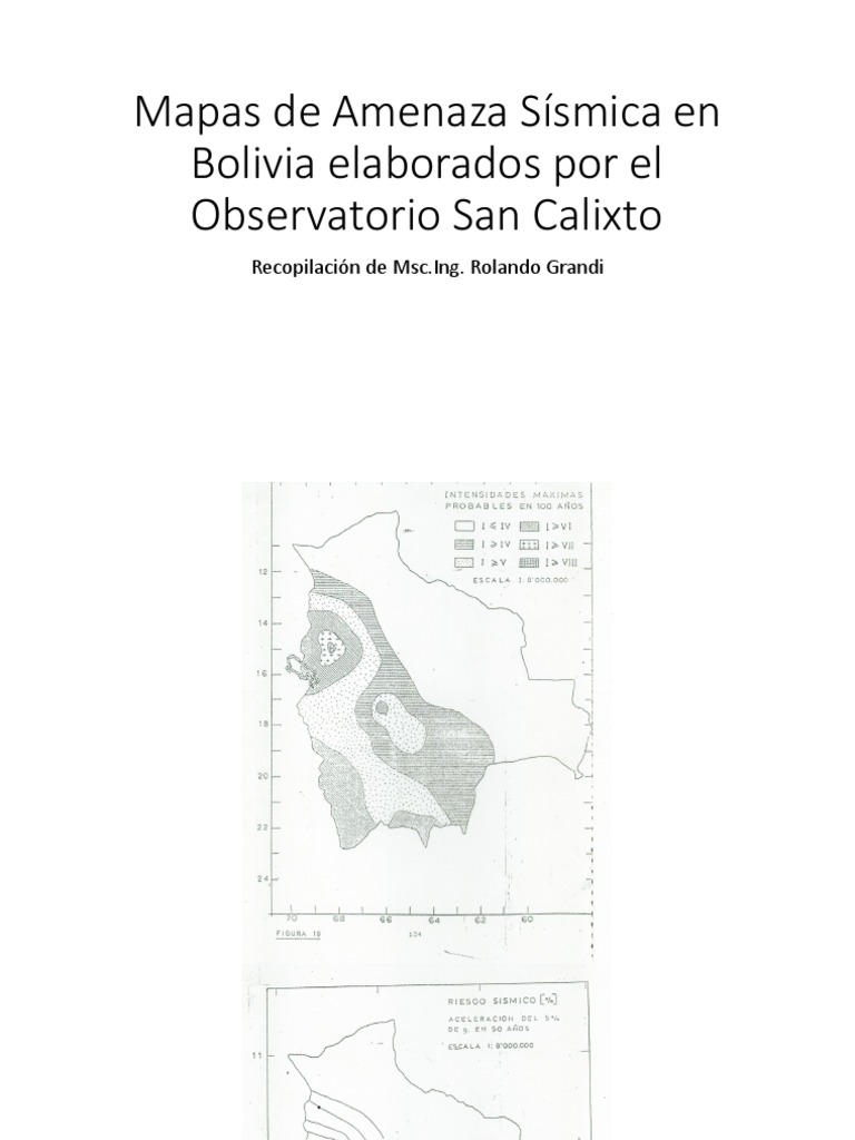 Mapas de Amenaza Sismica en Bolivia Elaborados Por OSC | PDF