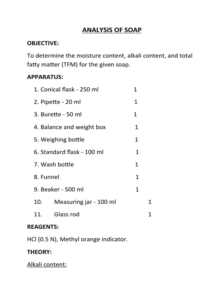 Analysis of Soap Components | PDF | Hydrochloric Acid | Titration