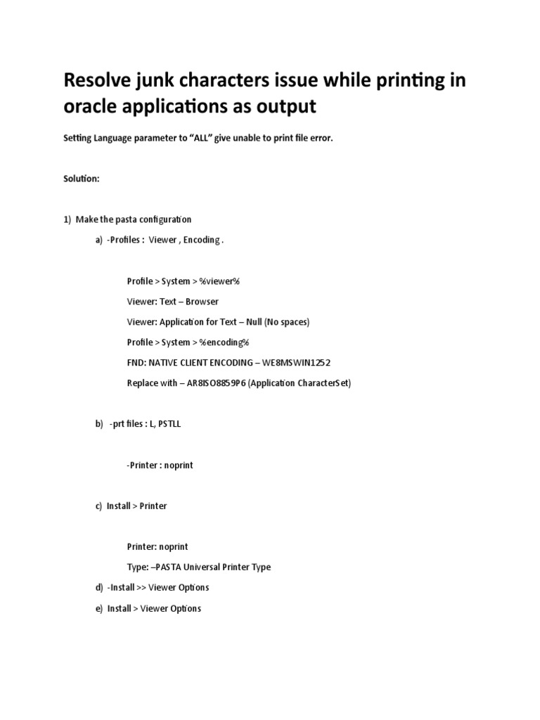 Resolve Junk Characters Issue While Printing in Oracle Applications As ...