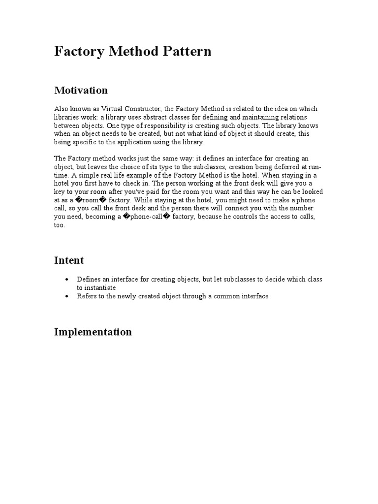 Factory Method Pattern Pdf Method Computer Programming Computer Programming