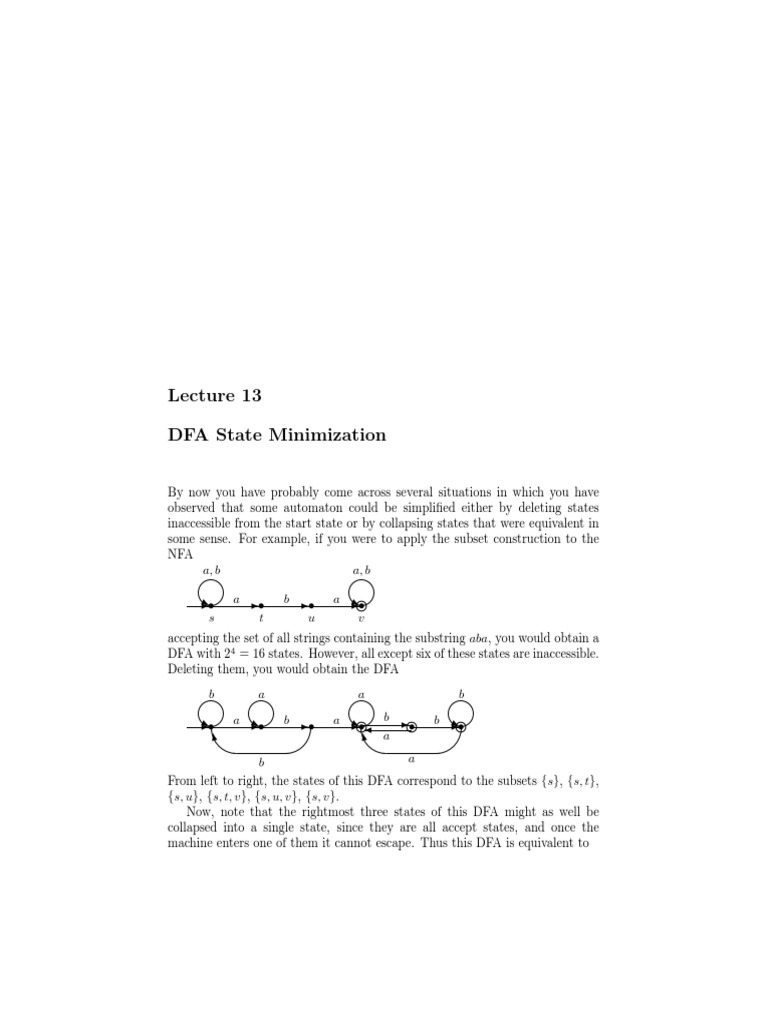 NFA Minimization | PDF | Mathematical Logic | Teaching Mathematics